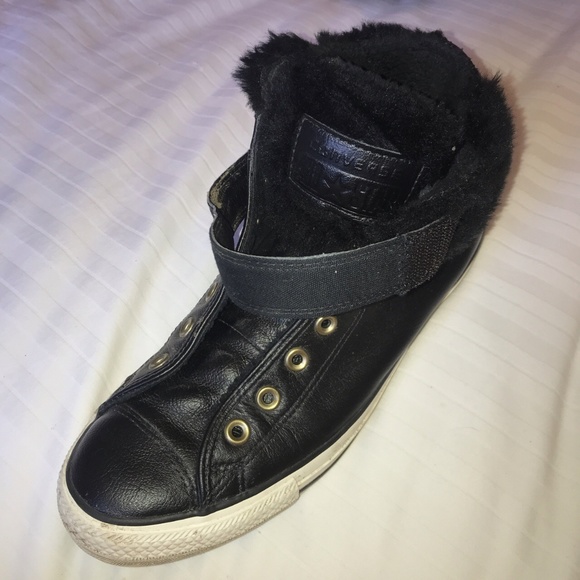 Converse | Shoes | Fuzzy Black Converse Sneakers | Poshmark